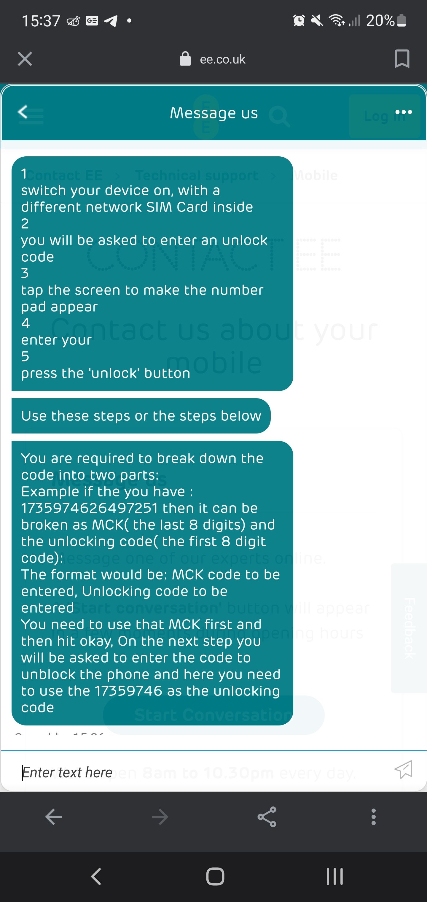 Unlock my ee phone store